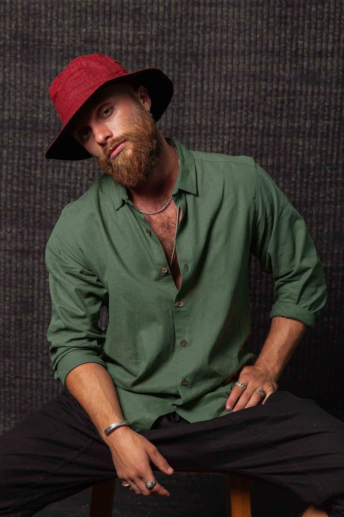 Hemp Fedora Hat Red– Kashi Australia