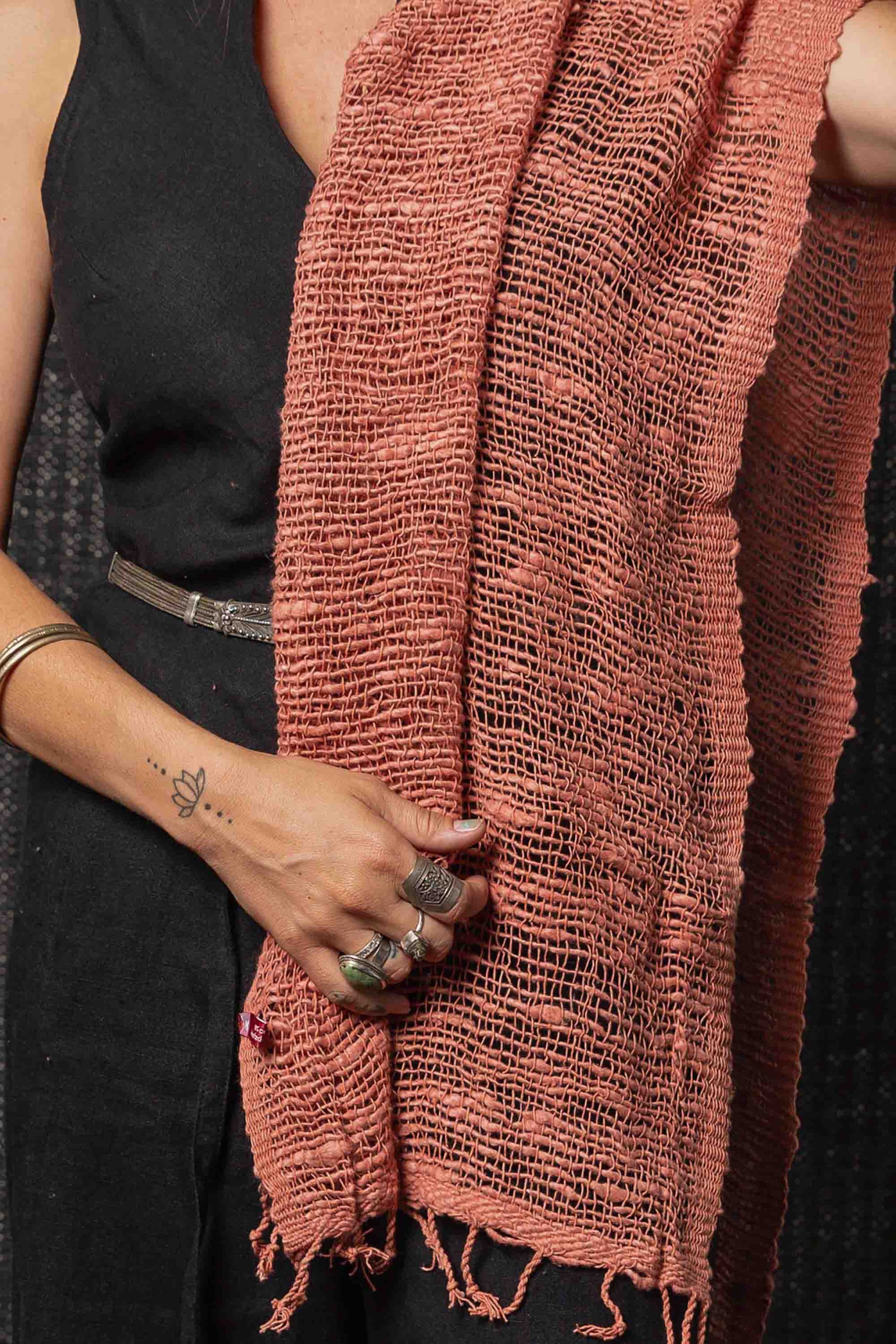 Coral Loose Weave Cotton Scarf– Kashi Australia