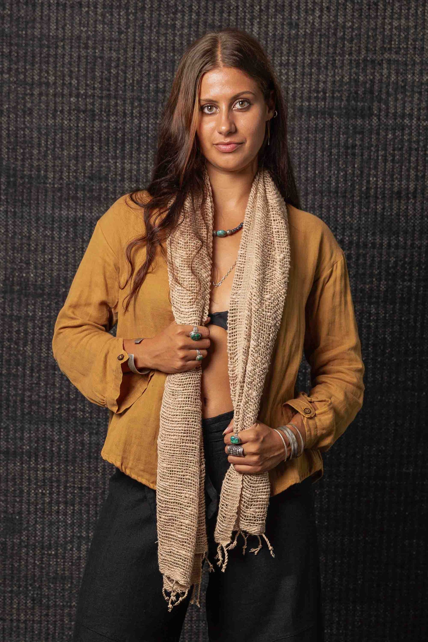 Sand Loose Weave Cotton Scarf– kashi.com.au