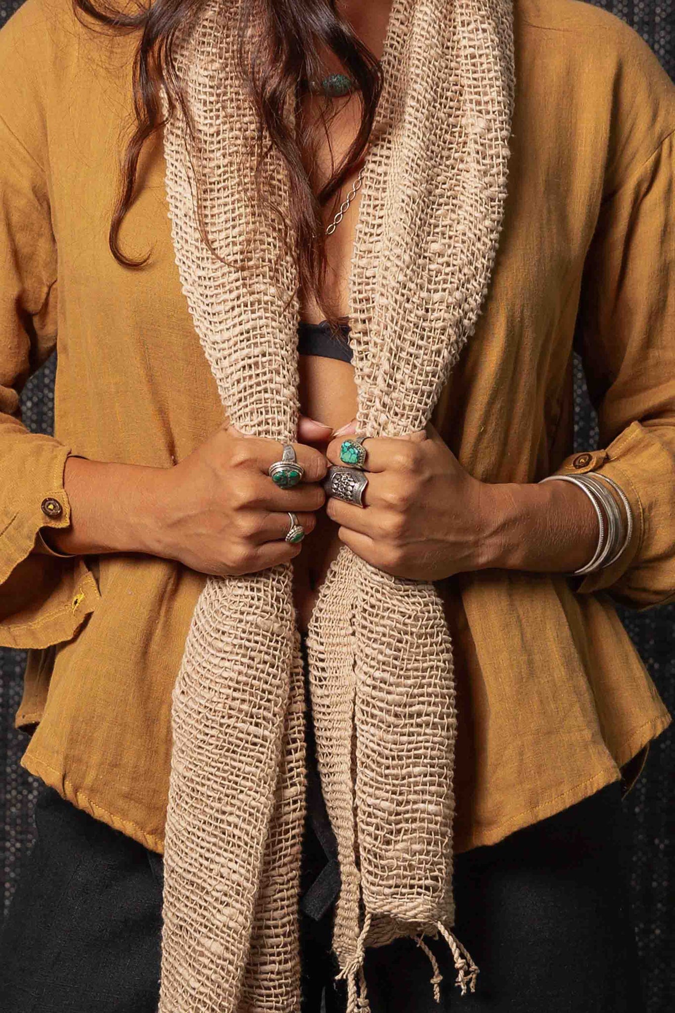 Sand Loose Weave Cotton Scarf– Kashi Australia