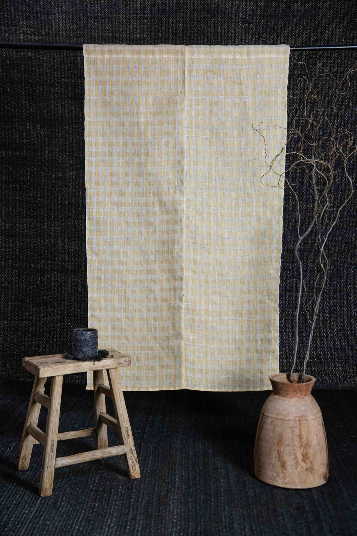 Hand Woven Hemp Noren - Yellow Check– Kashi Australia