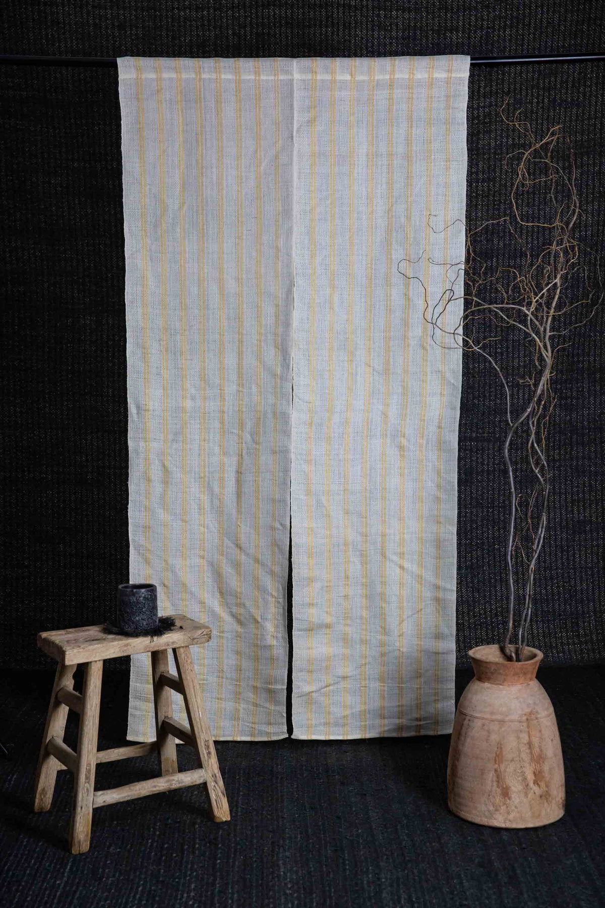 Hand Woven Hemp Noren - Yellow Stripe– Kashi Australia
