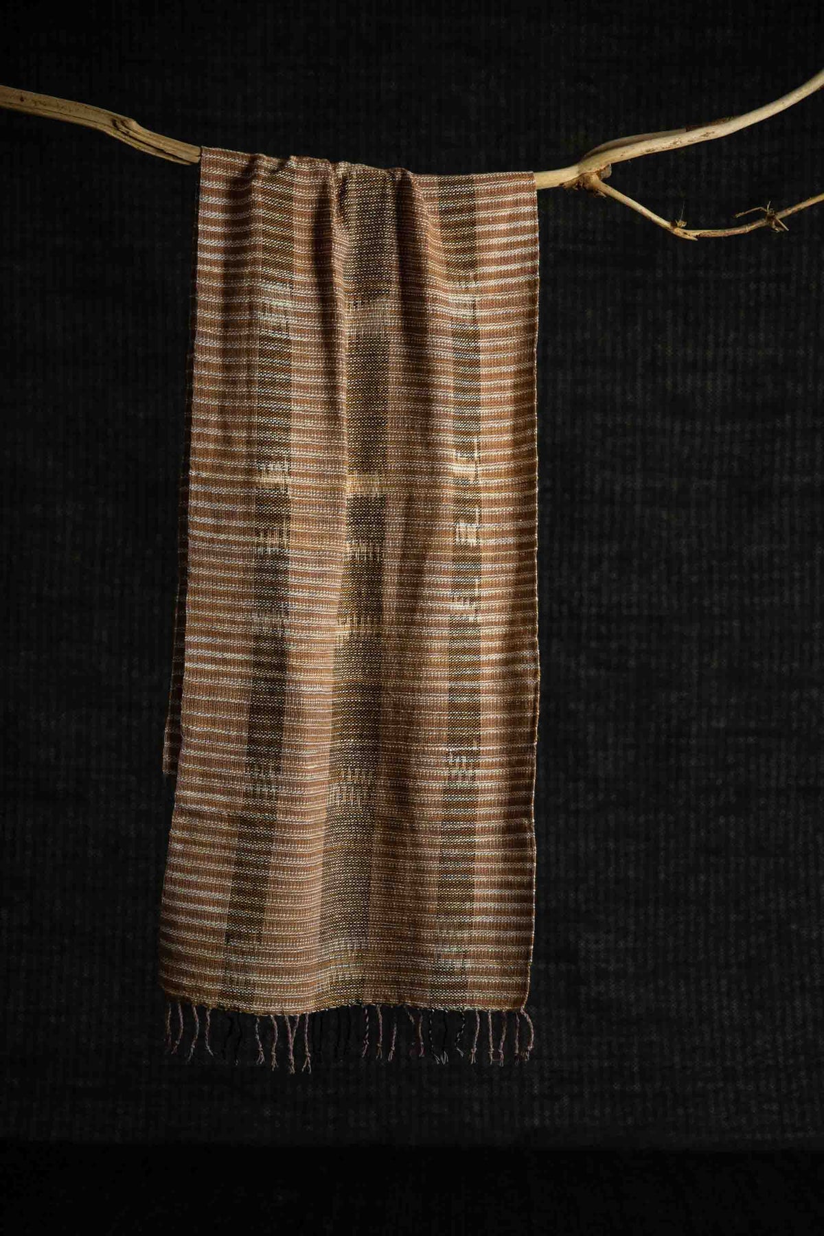 Cotton Scarf Sepia Stripe– kashi.com.au